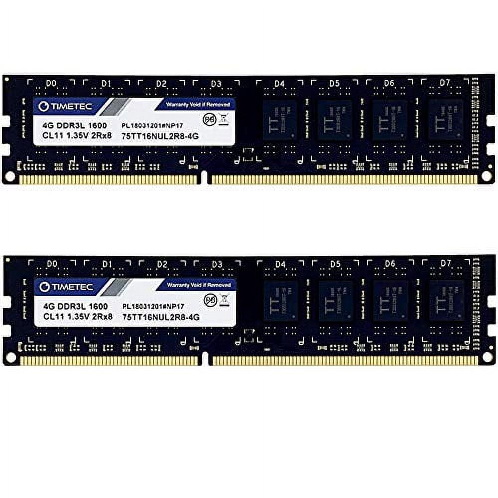 Timetec 8GB Kit (2x4GB) DDR3L/DDR3 1600MHz PC3L-12800/PC3-12800 Non-ECC Unbuffered Desktop RAM ...