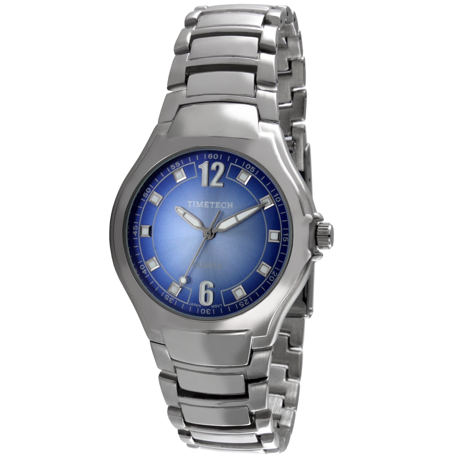 Timetech Men's 2802M Silver-tone Blue Dial Watch - Walmart.com