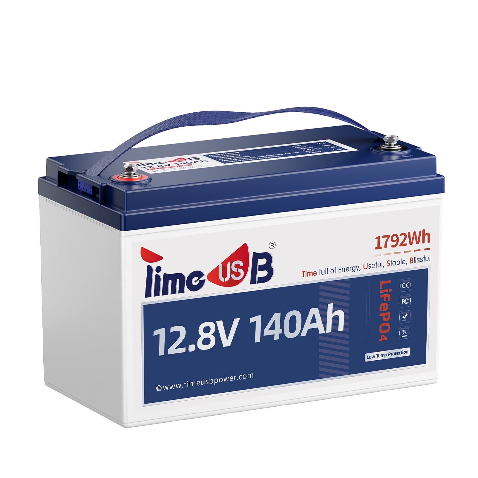 Timeusb 12V 140Ah LiFePO4 Lithium Battery with Low Temp Cut off, Group ...