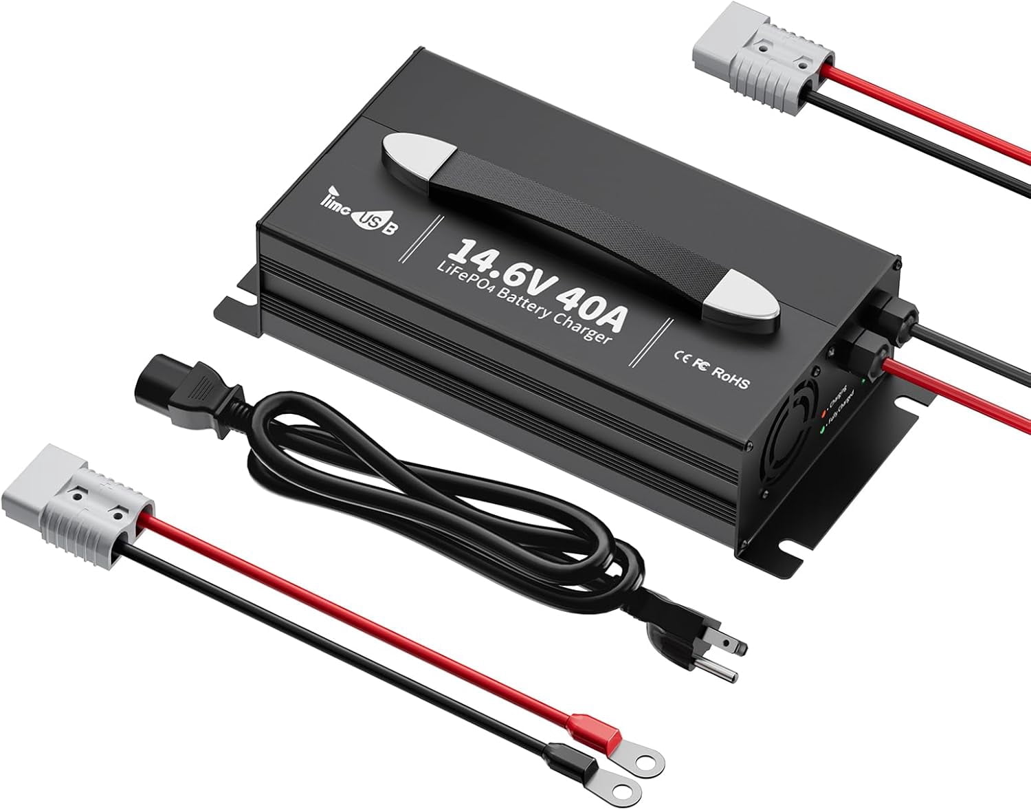 Timeusb 14.6V 40A Fast Charging LiFePO4 Battery Charger with 40A Large ...