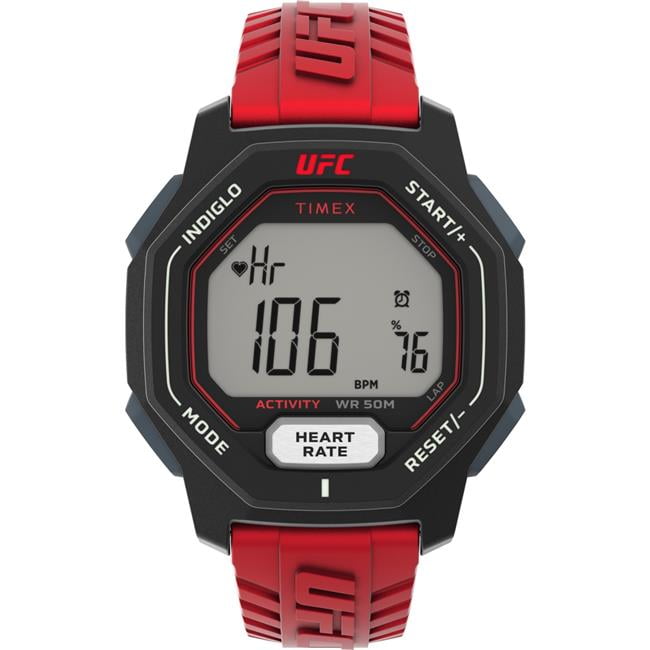 Timex 46 mm Red Strap, Digital Dial & Black Case UFC Mens Spark Watch ...
