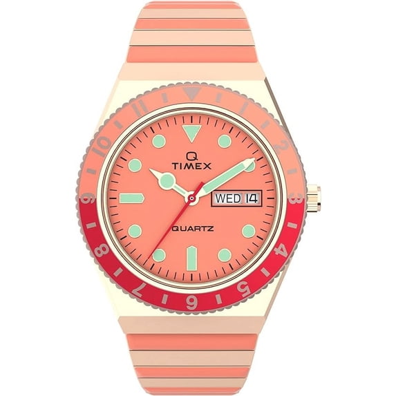 Timex Women's Q Malibu Watch, 36mm Rose Gold Stainless Steel, Pink Dial ...