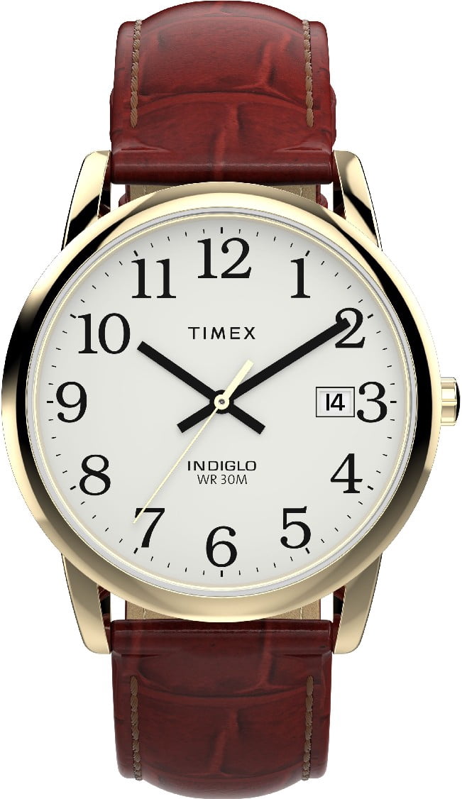 Timex Easy-to-read Gold-tone Brown Leather Strap Watch, TW2W95500 ...