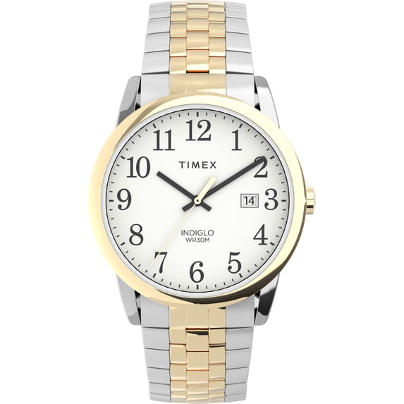 Timex Men's Easy Reader Watch, Two-Tone Case, White Dial, Expansion ...