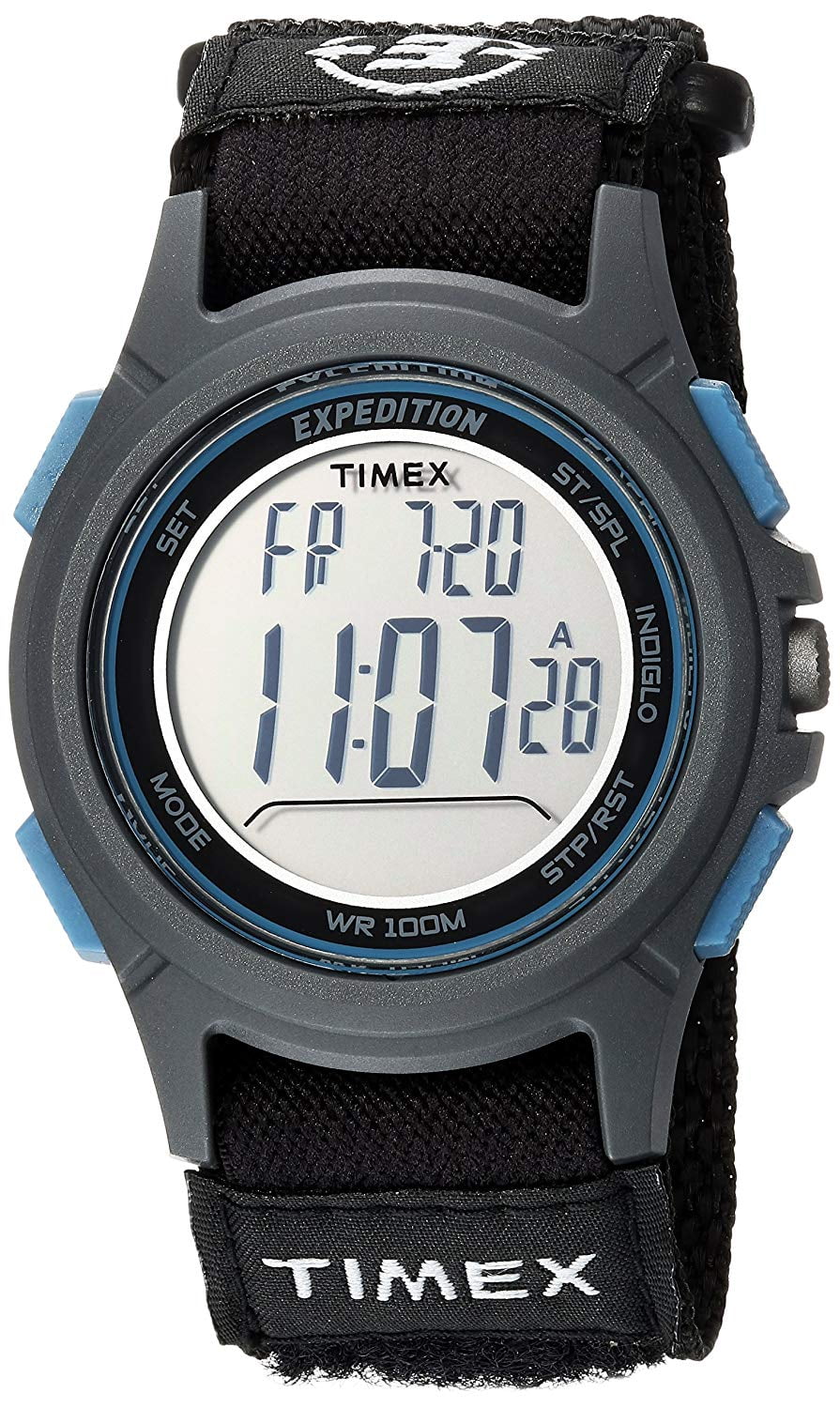 Timex Men's Expedition Digital CAT Black/Gray/Blue Watch, Fast-Wrap ...