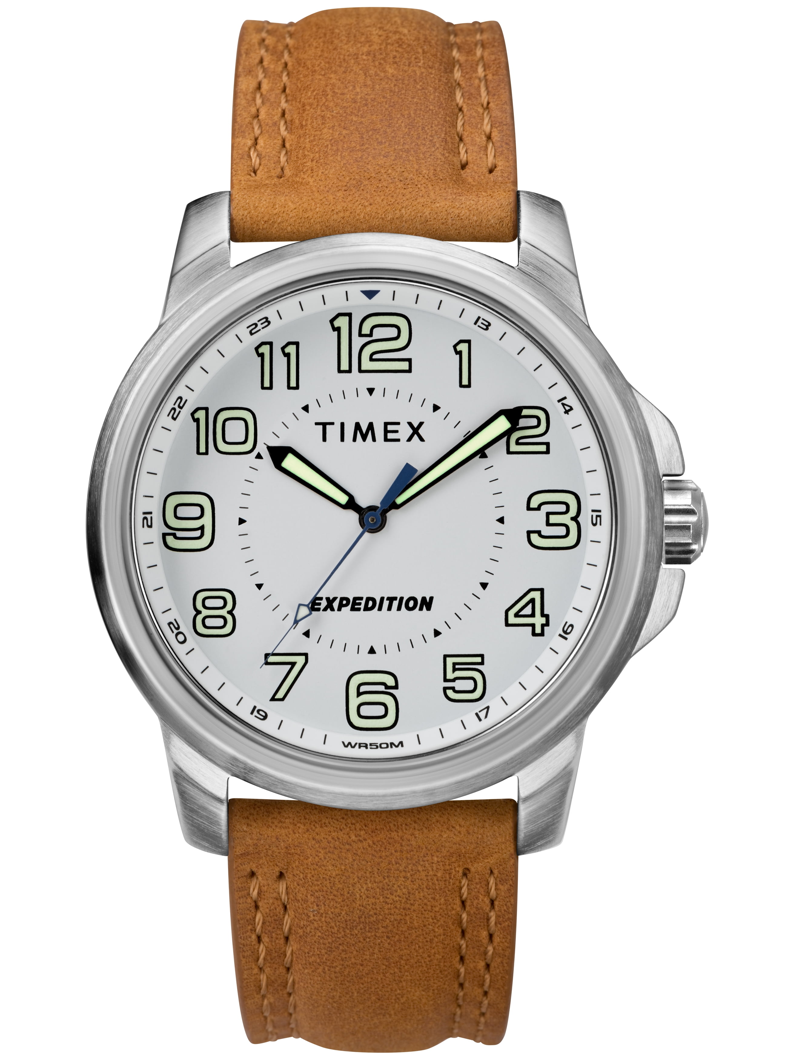 Timex Men's Expedition Metal Field Watch, Tan Leather Strap, Water ...