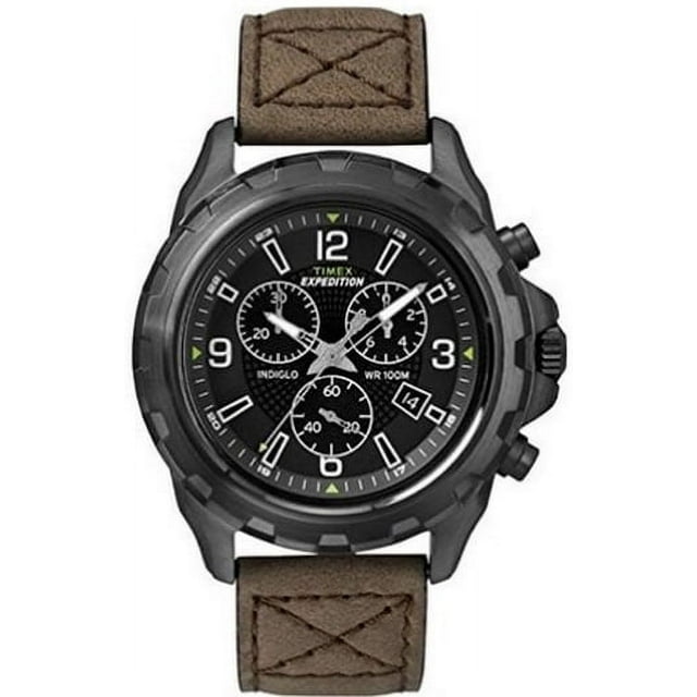 Timex Men's Expedition Rugged Chronograph Watch, Brown Leather Strap ...