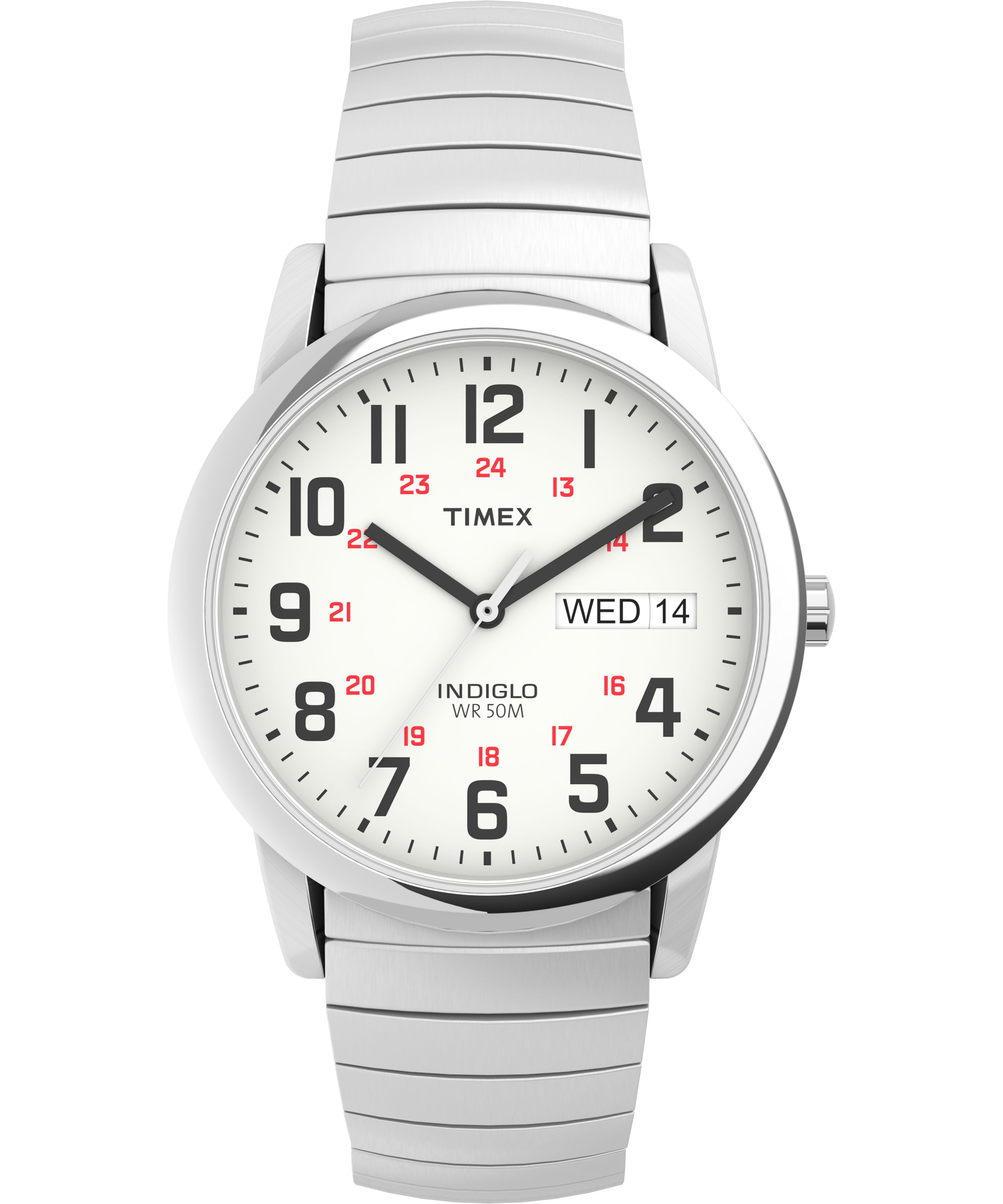 Timex Men's Silver-tone Expansion Band Wristwatch, Silver and Black ...