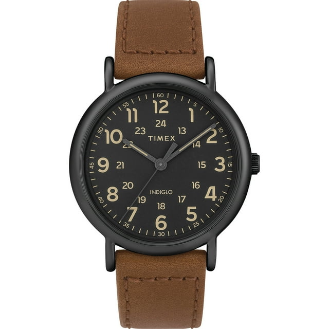 Timex Men's Weekender 40 Brown/Black Watch, Two-Piece Leather Strap ...