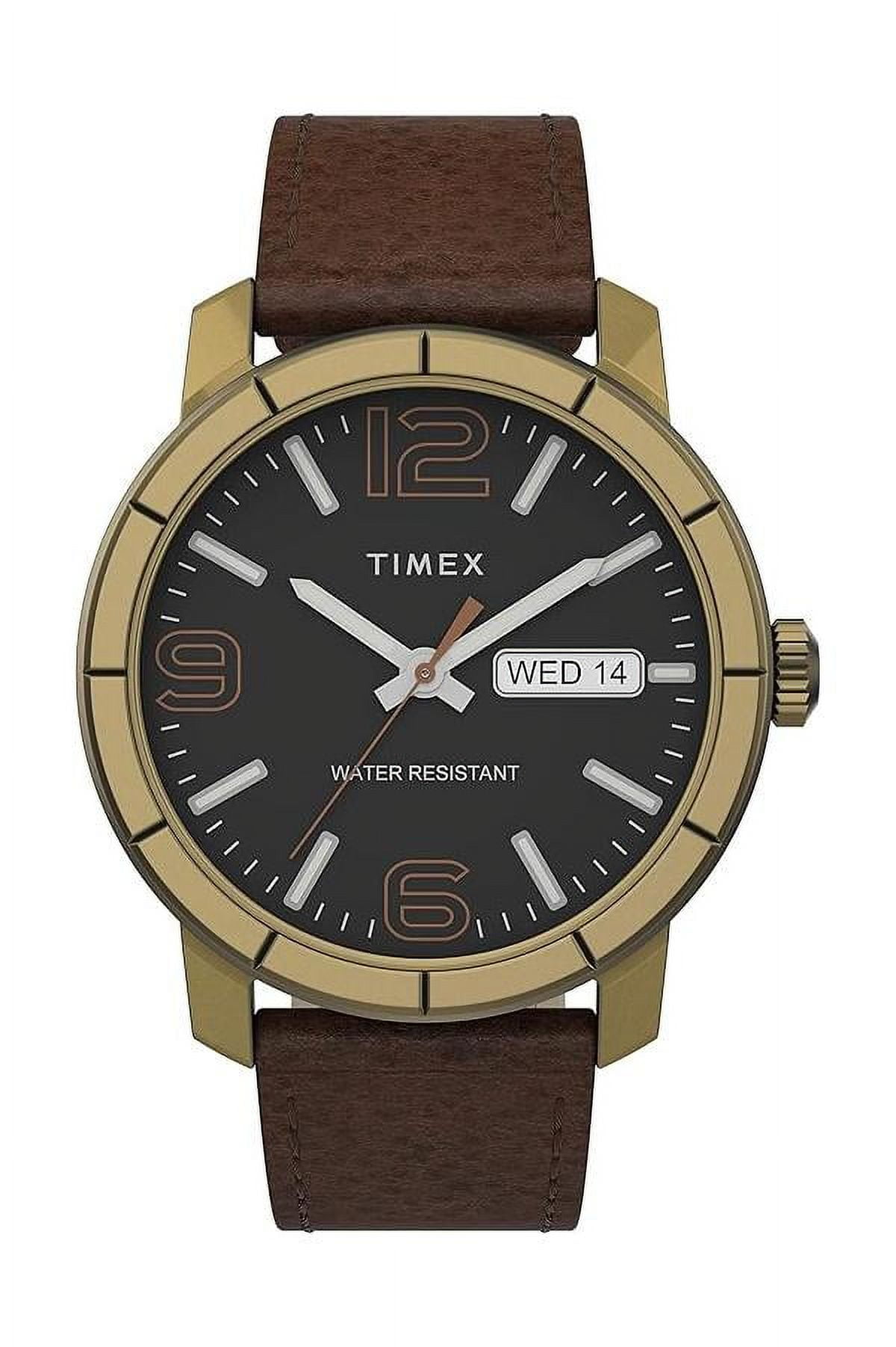 Timex Mod44 Men's Analog Watch with Brown Leather Strap and Gold-Tone ...