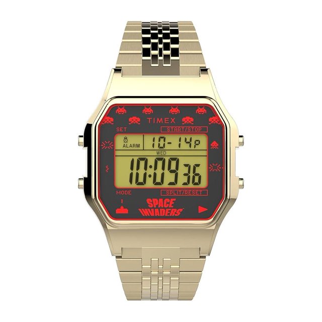 Free Shipping! Timex T80 x Space Invaders 34mm Gold SS - Walmart.com