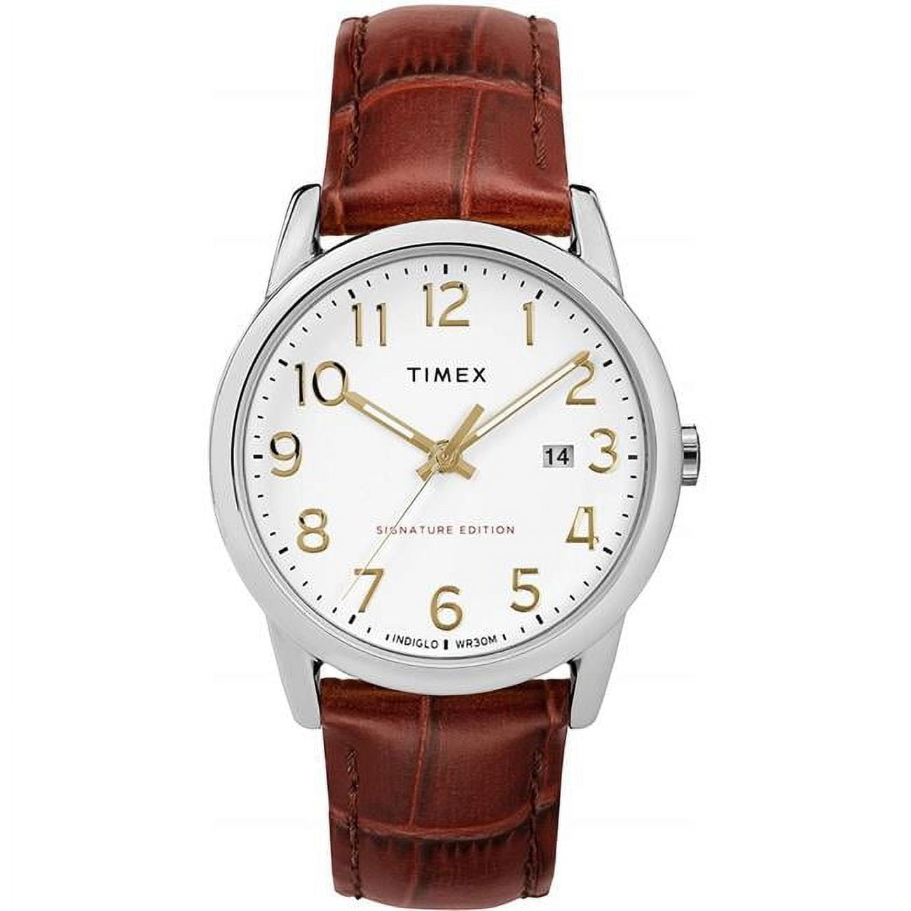 Timex TW2R65000 Easy Reader Leather Mens Watch - Walmart.com