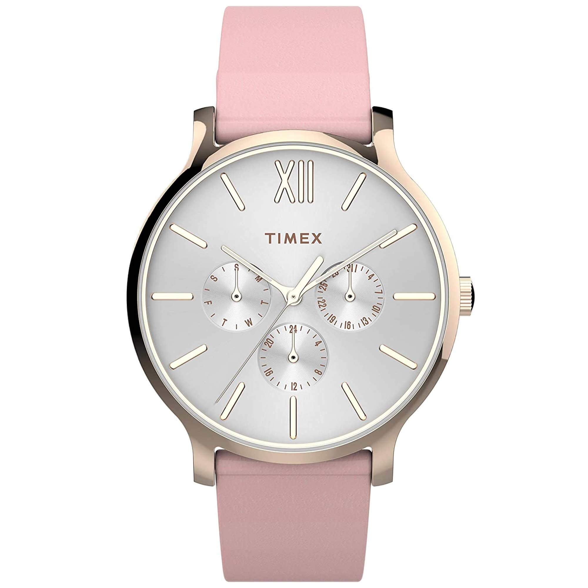 Timex TW2T74300VQ Women's Transcend Pink Leather Strap Watch - Walmart.com