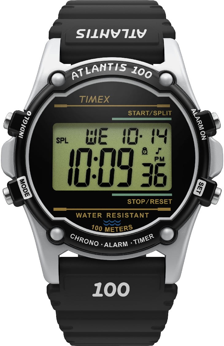 Timex TW2U31000 Men's Atlantis 100 Digital Watch with Black Resin Strap ...