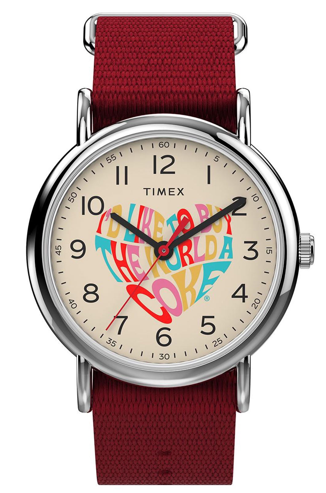 Timex TW2V29900 Weekender Coca-Cola Unisex Analog Watch Red Nylon Strap ...
