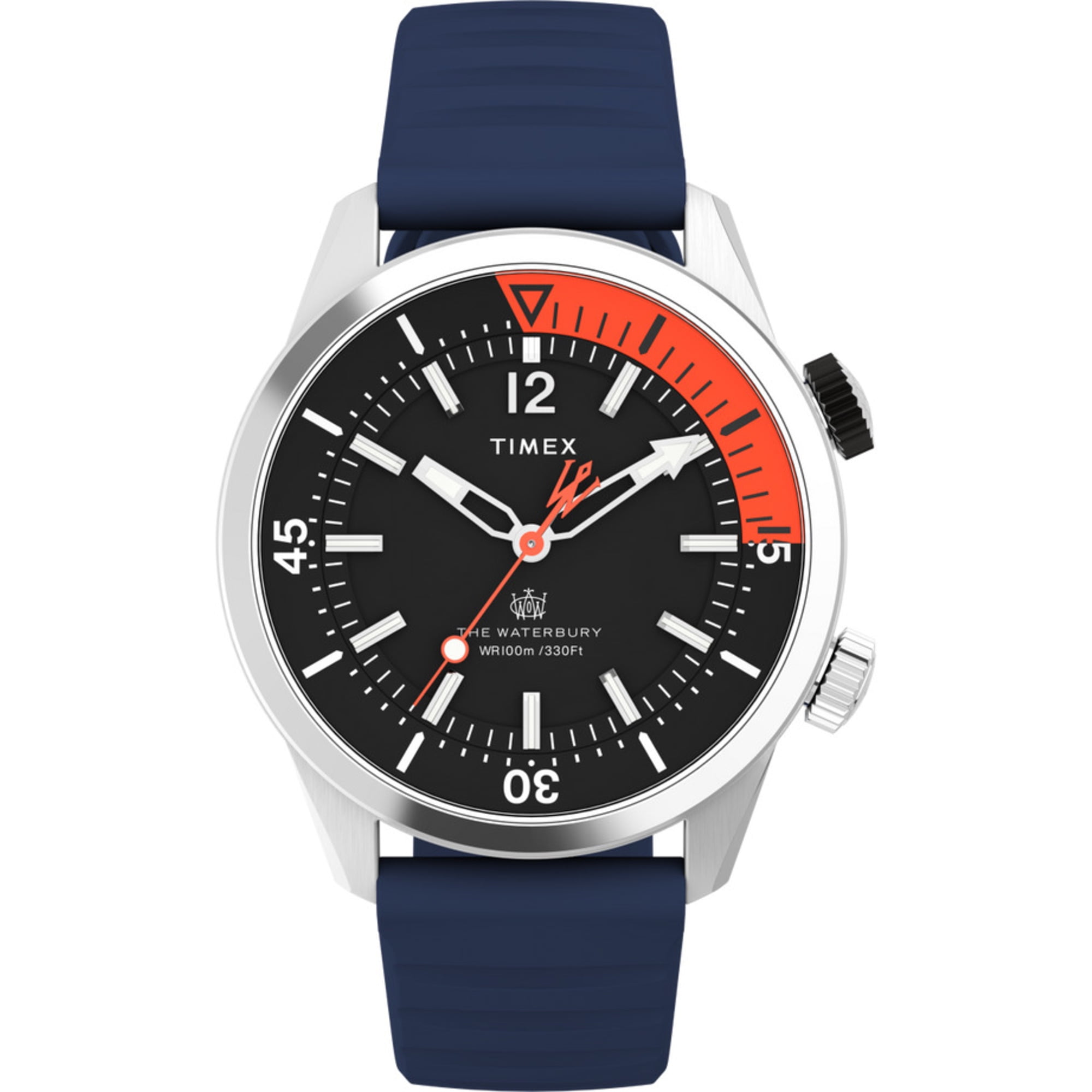 Timex TW2V73500 Men's The Waterbury Black and Red Dial Strap Watch ...
