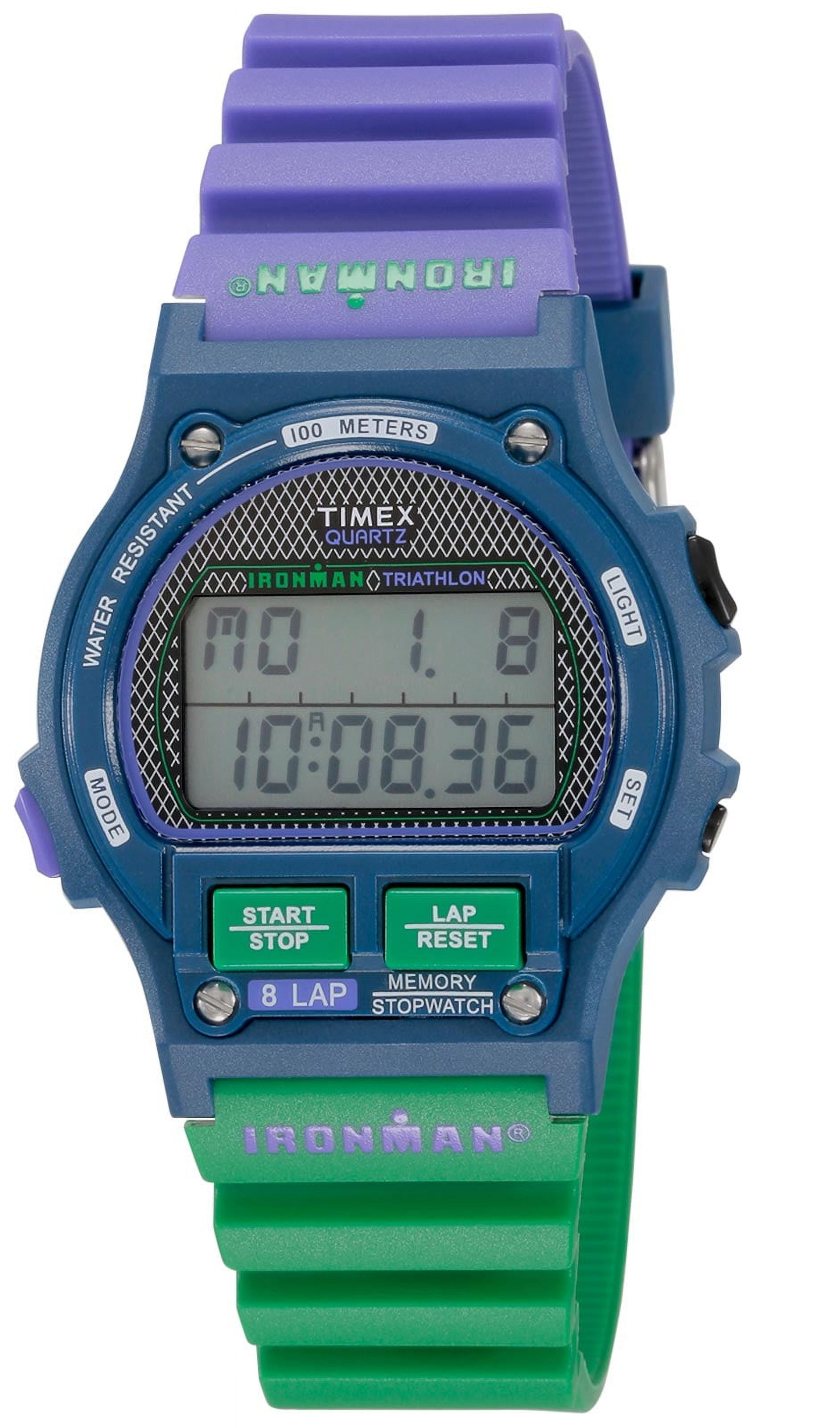 Timex TW5M54700 Ironman Unisex Digital Watch Green/Purple Resin Strap ...
