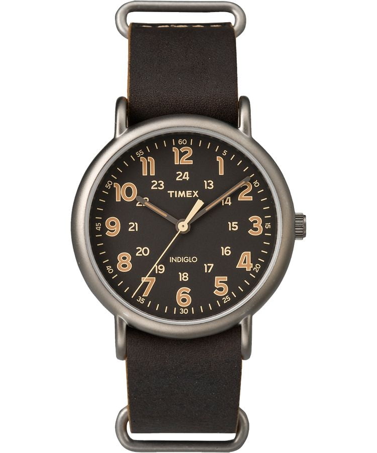 Timex Weekender Black Dial Leather Strap Men's Watch TW2P85800 ...