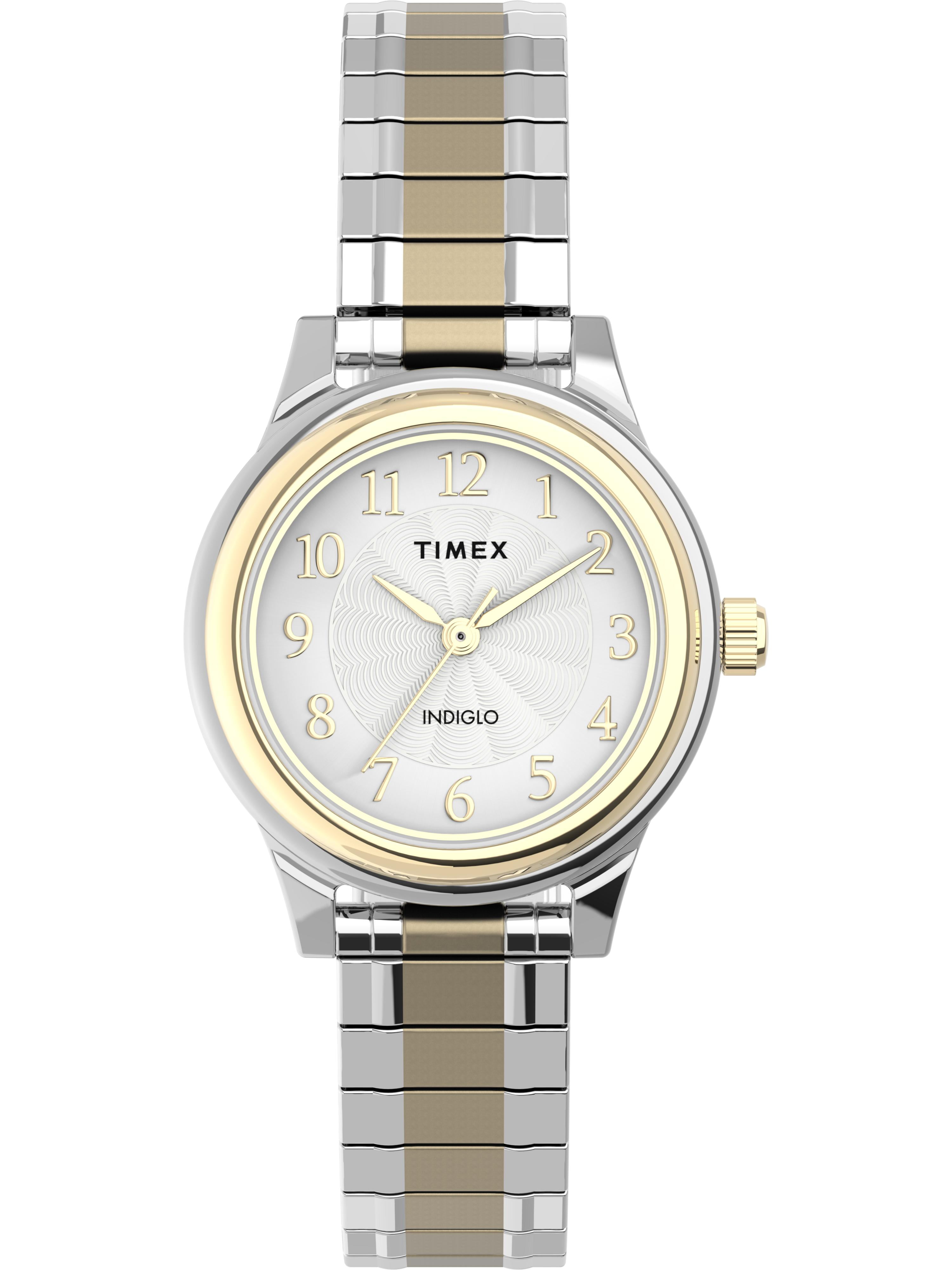 Timex Women's Classic Two-Tone 28mm Watch, Stainless Steel Expansion ...