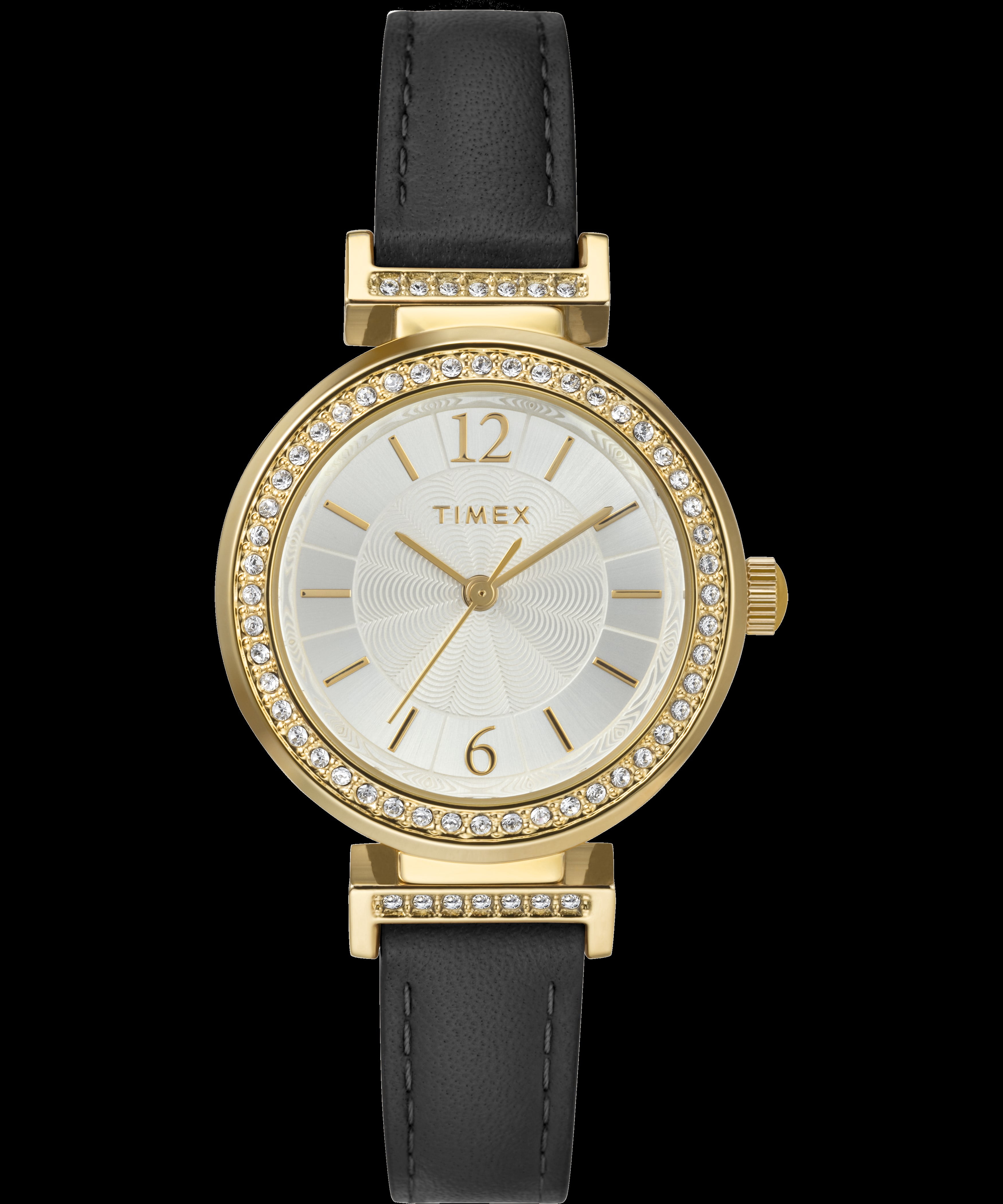 Timex Women's Dress 31mm Watch - Black Strap Silver-Tone Dial Gold-Tone ...