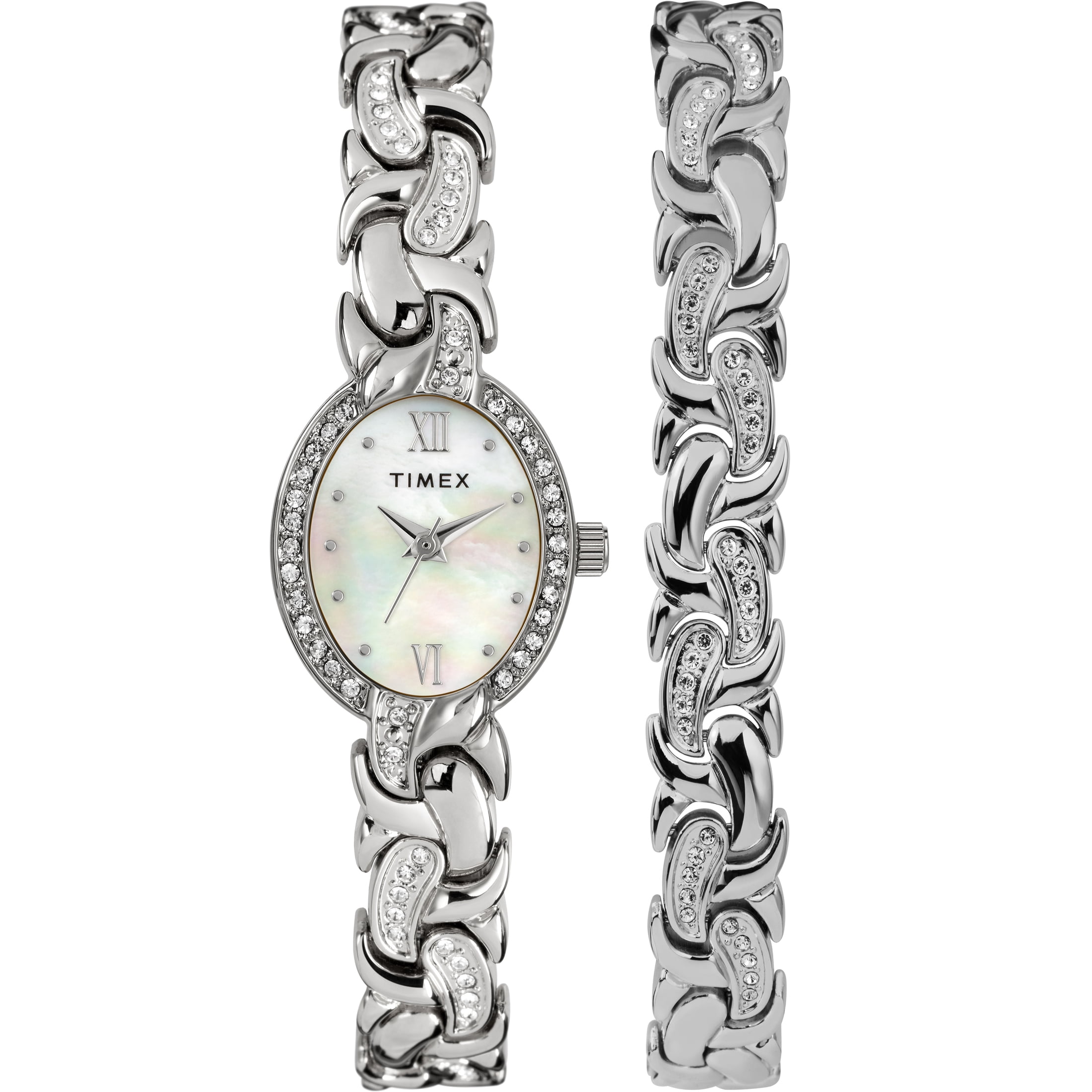 Timex Women's Dress Crystal 19mm Watch & Bracelet Gift Set – Mother-of ...