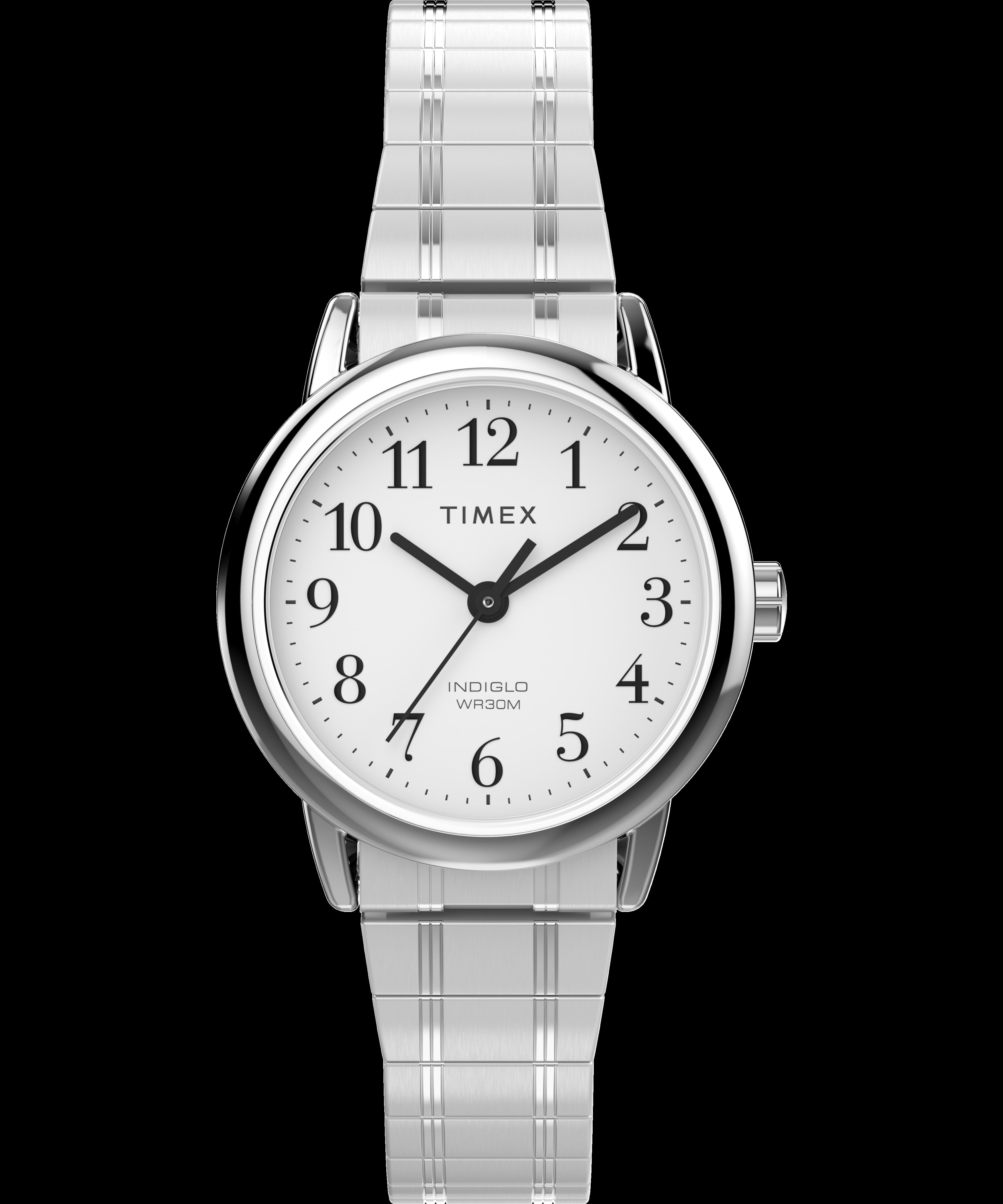 Timex Women's Easy Reader 25mm Watch - Silver-Tone Expansion Band White ...