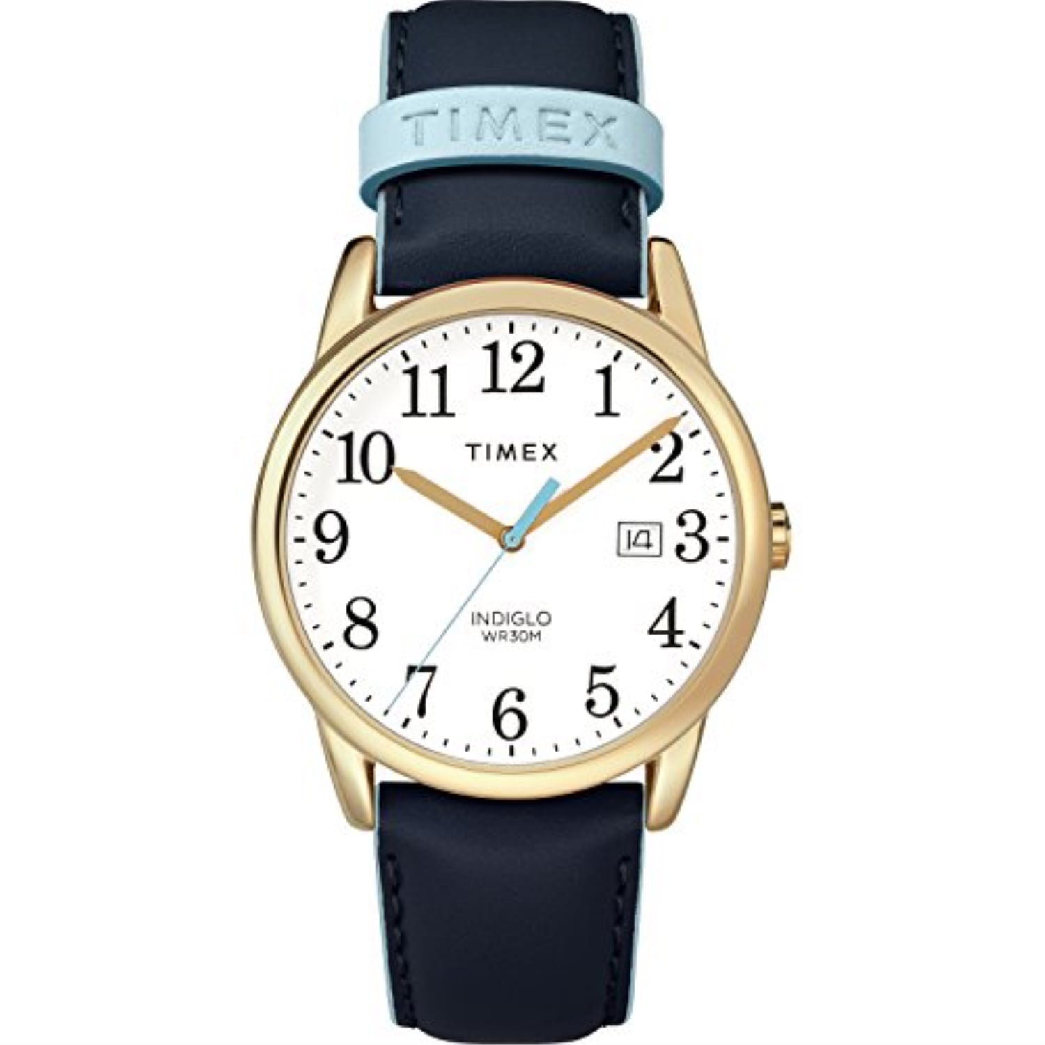 Timex Women's Easy Reader Blue/Gold-Tone Watch, Leather Strap - Walmart.com
