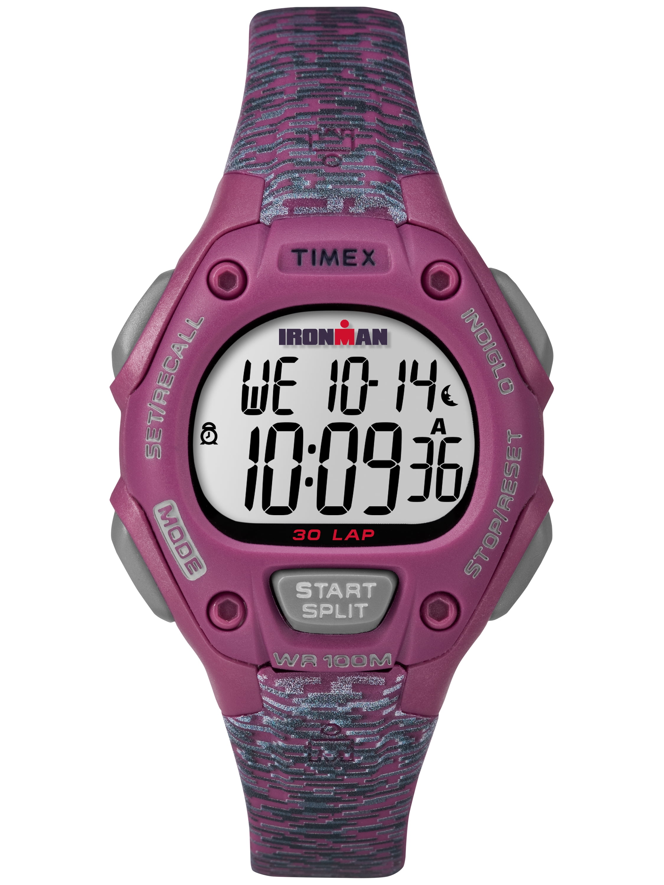 Timex Ladies Ironman Classic 30 Mid-Size 34mm Pink/Gray Resin Strap ...