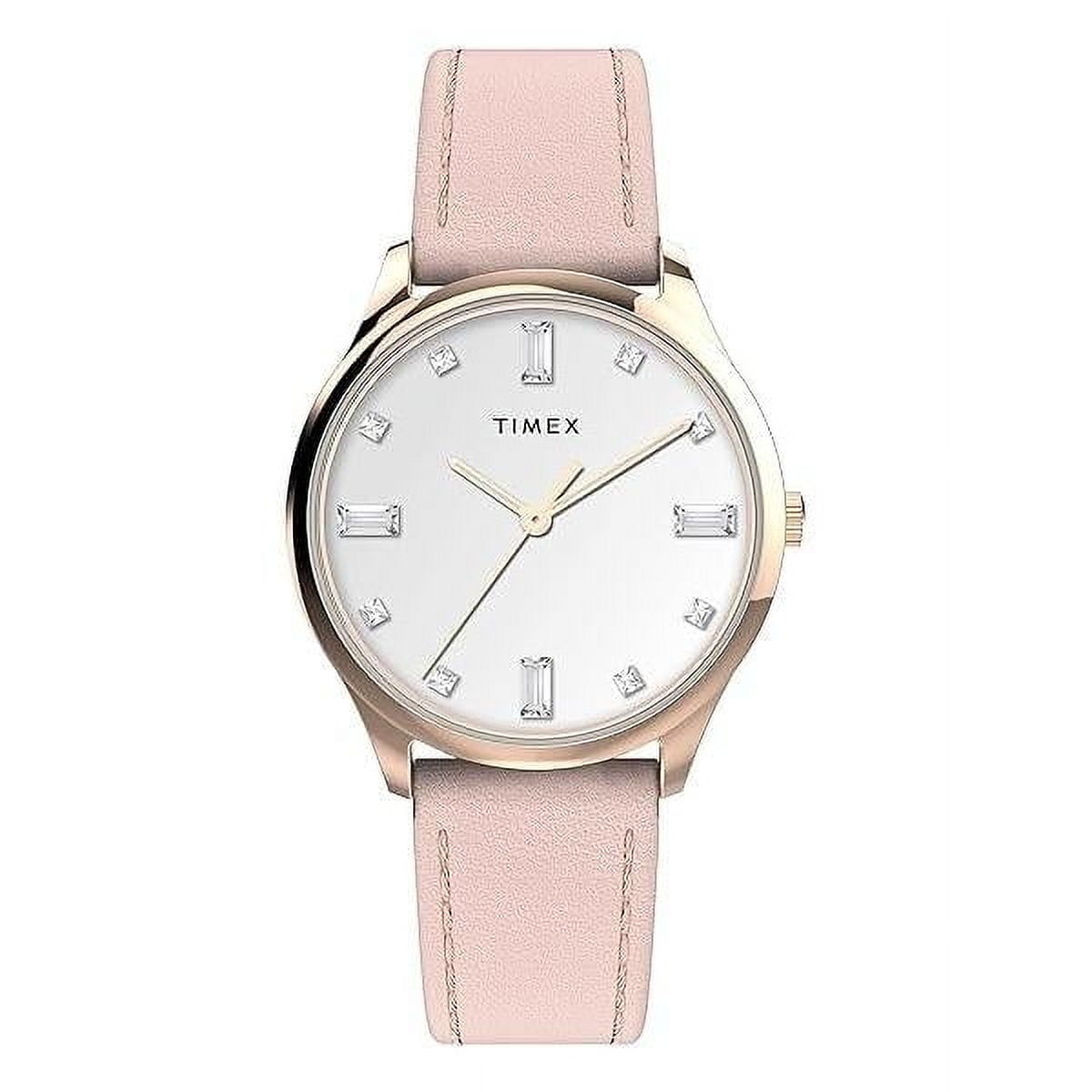 Timex Women's Watch, 32mm Rose Gold Case, White Dial, Pink Leather ...
