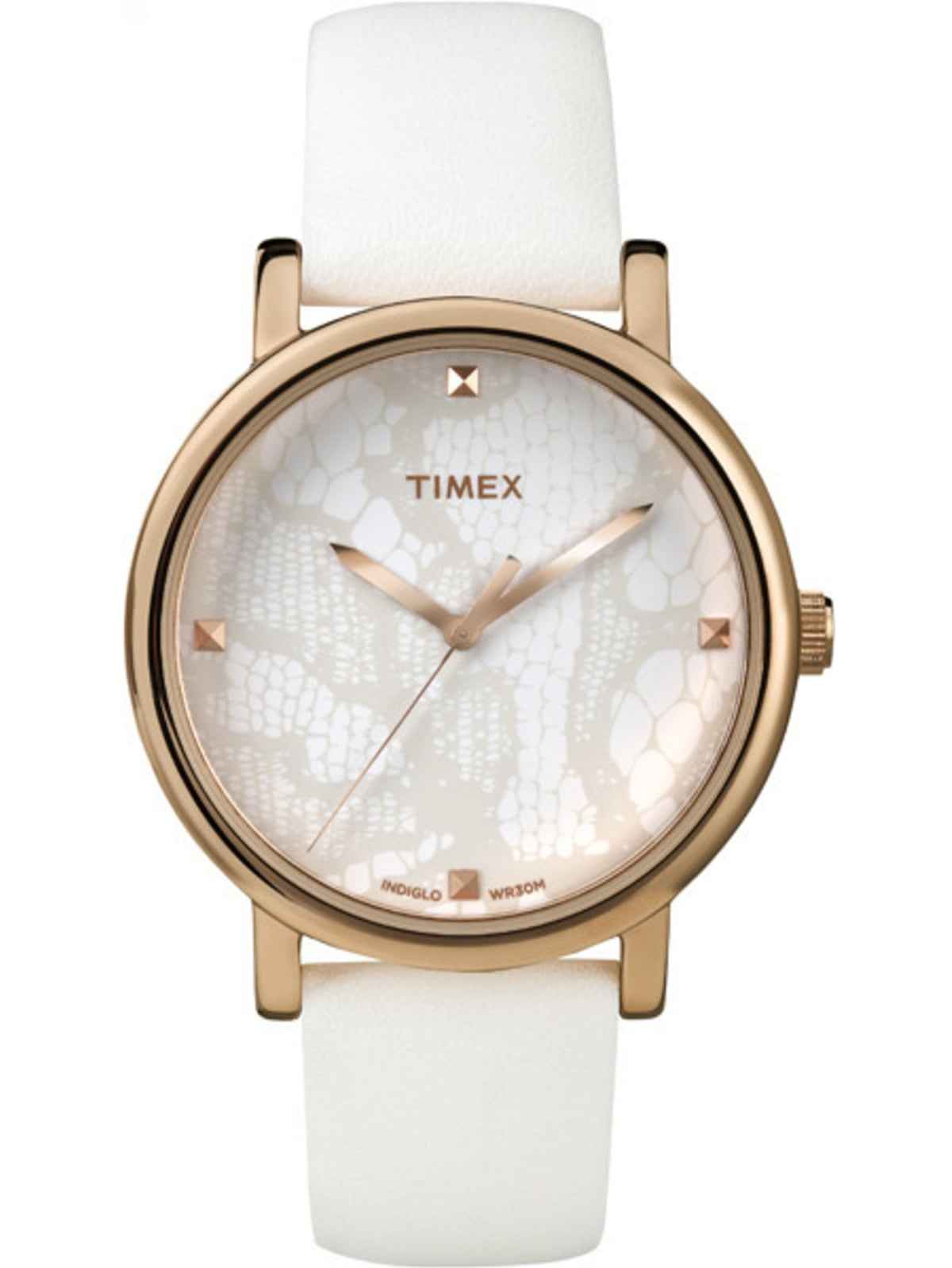 Timex Women's Originals T2P460 White Leather Analog Quartz Watch ...