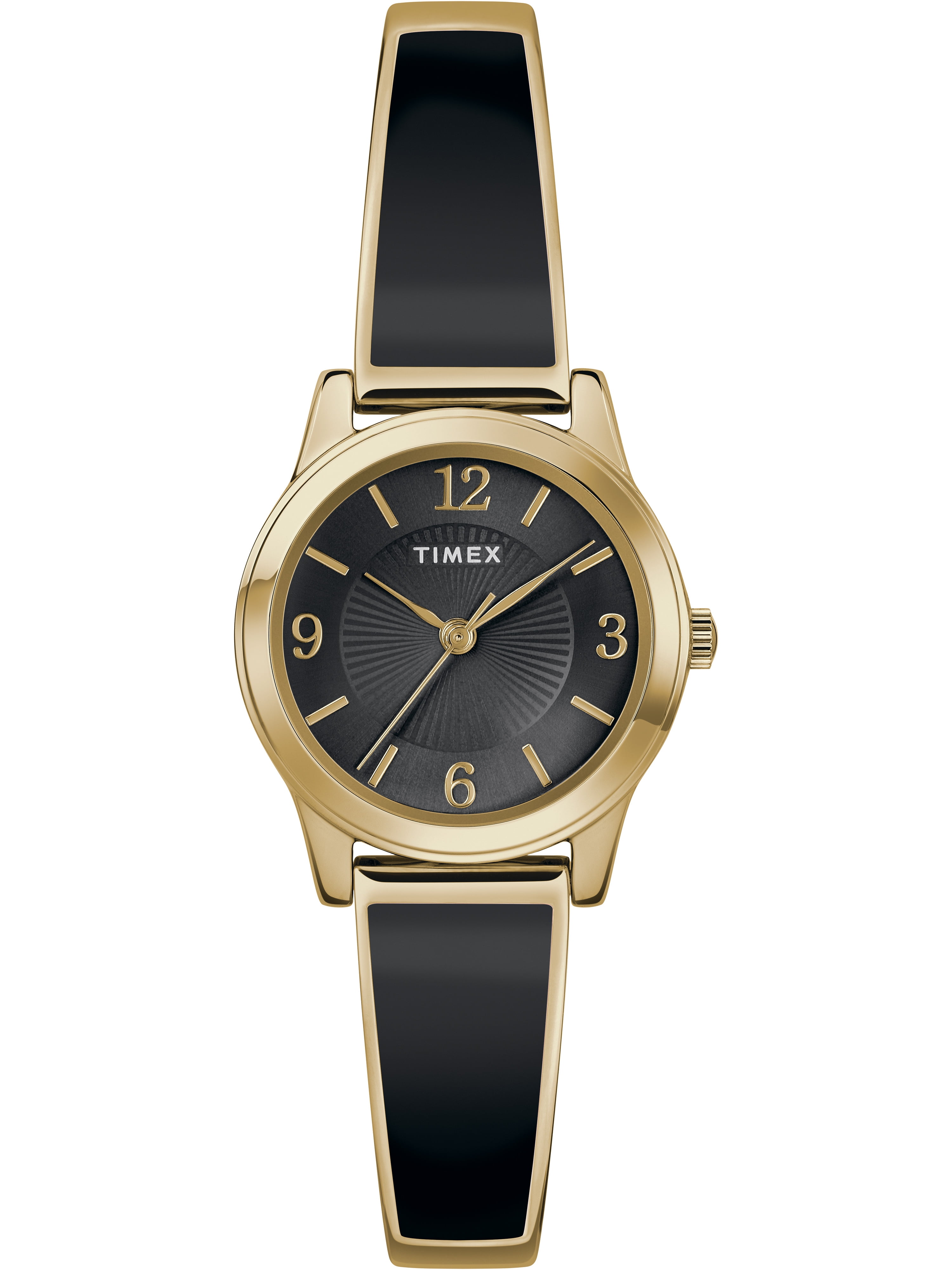 Timex Women's Stretch Bangle 25mm Black/Gold Stainless Steel Expansion ...