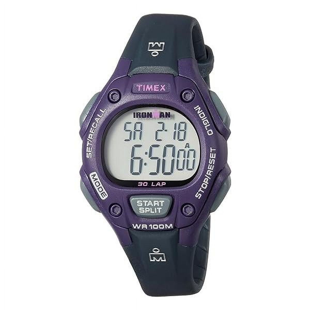 Timex Women's TW5M16000 Ironman Classic 30 Mid-Size Gray/Purple Resin ...