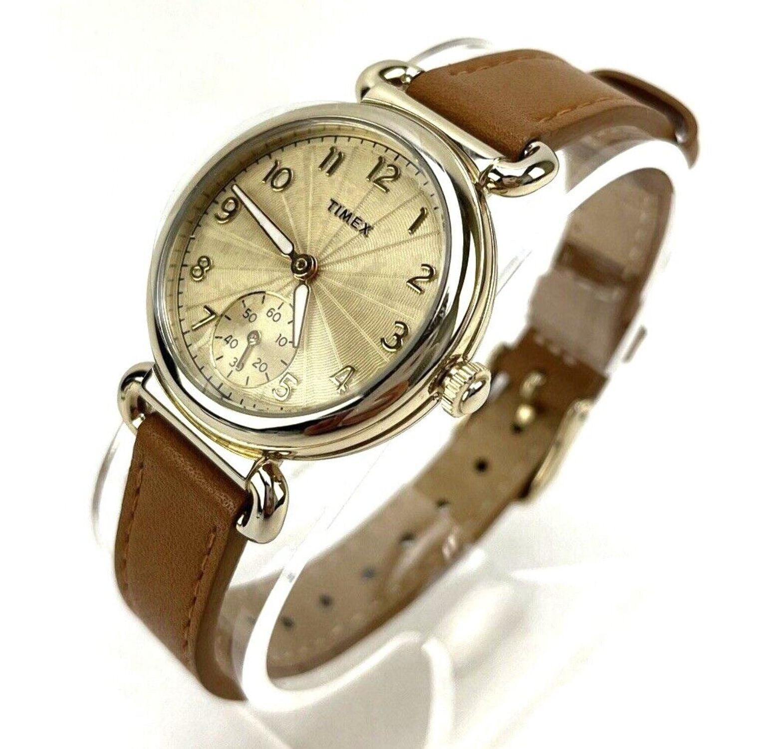 Timex Women's Model 23 Water Resistant Watch, 33mm Gold-tone Case, Tan ...