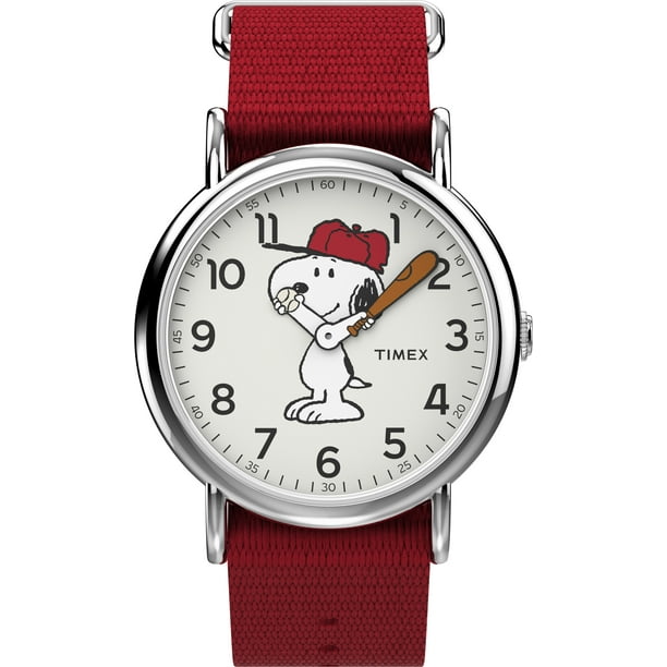 Timex x Peanuts Unisex Weekender 38mm Watch – Snoopy with Red Fabric ...