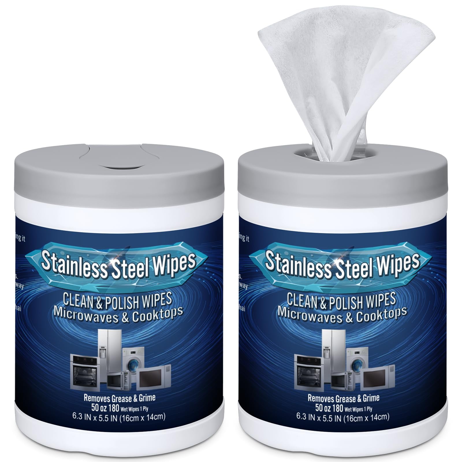 Timgle Stainless Steel Wipes 180 Count (2 Pack) Cleaner and Polish ...