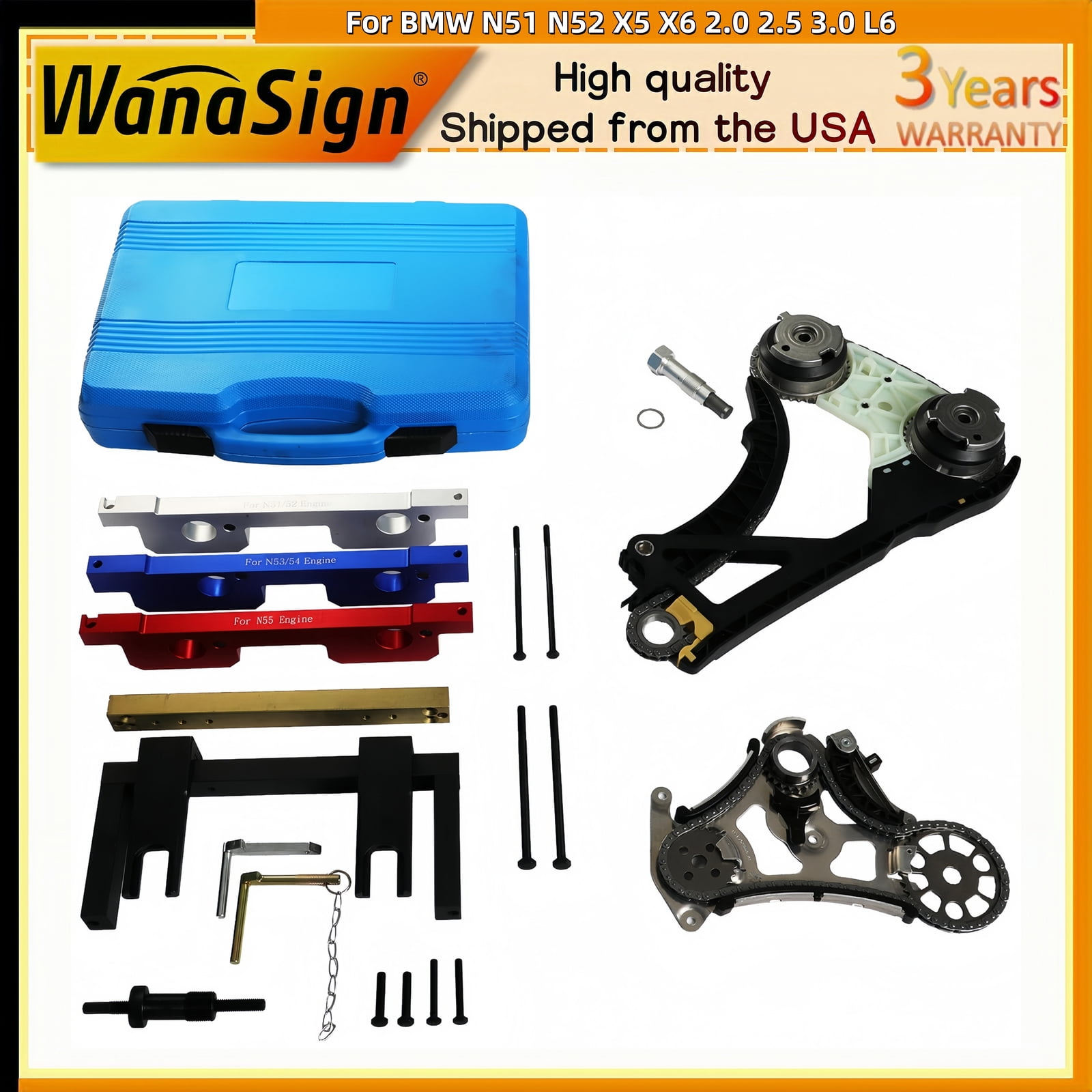 Timing Chain Kit Camshaft VVT Oil Pump Tool For 2006-2015 BMW N51 N52 X5 X6 2.0L 2.5L 3.0L L6 ...