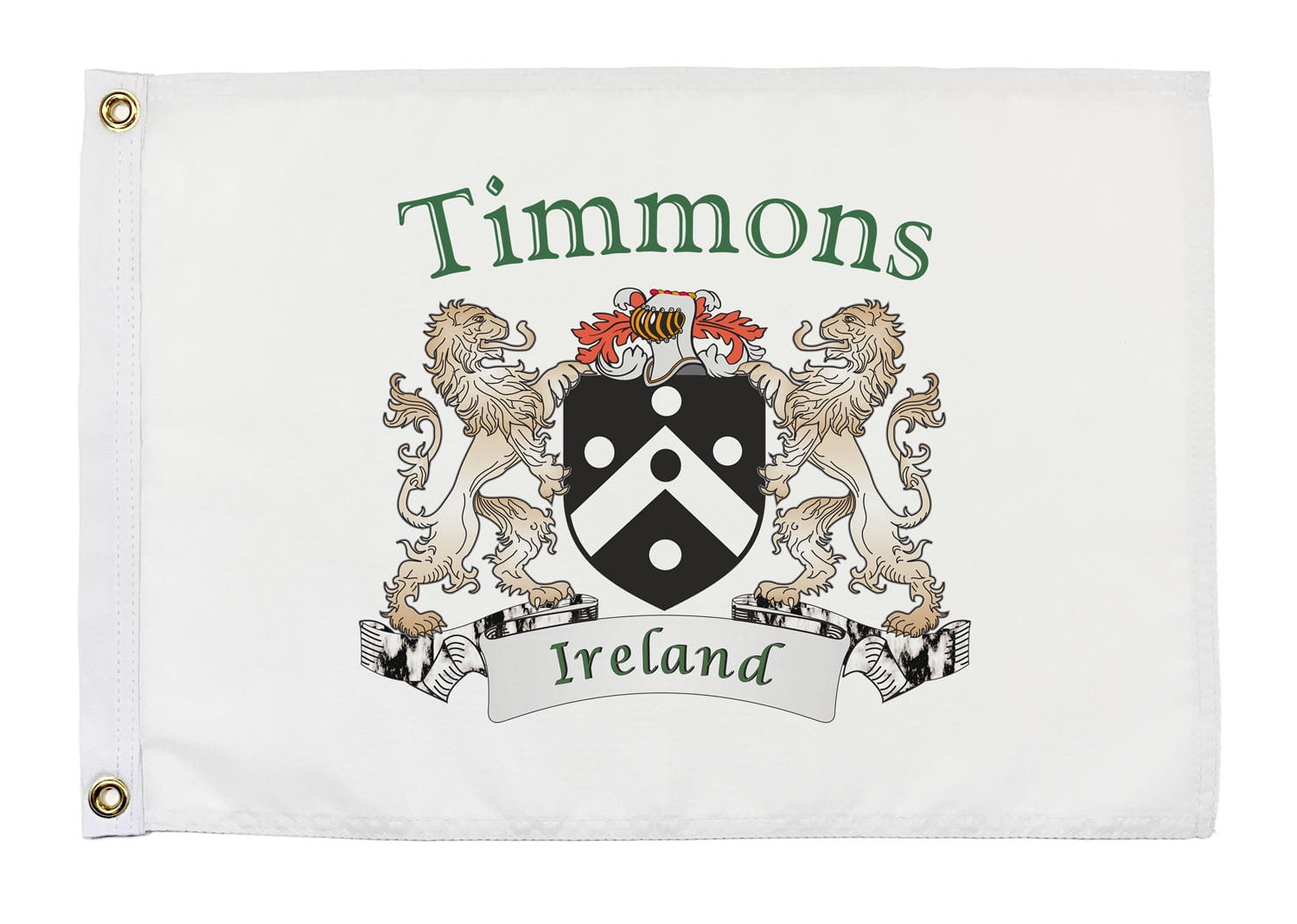 Timmons Irish Coat of Arms Small White Flag - 16"x10.5" inches ...
