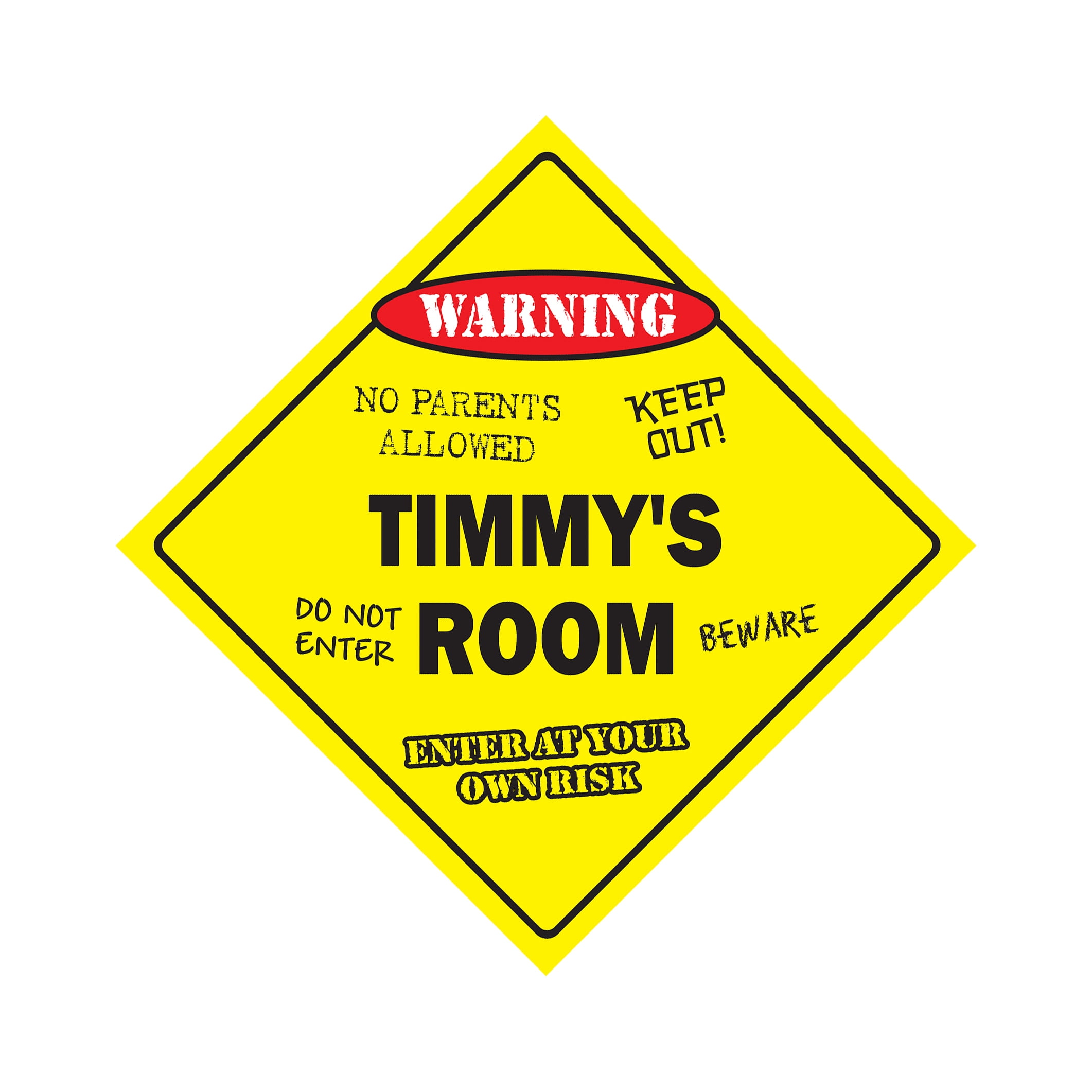 Timmy's Room Sign Crossing Zone Xing | Indoor/Outdoor | 20" Tall kids ...