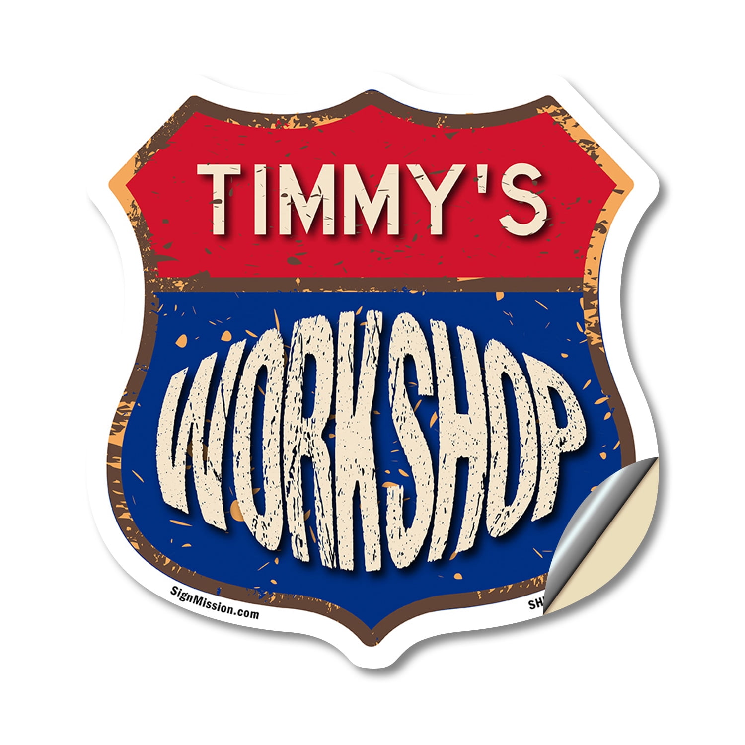 Timmy's Workshop 12 inch X 12 inch Shield Shaped Heavy Duty 3.2 mil Vinyl Decal Weather ...