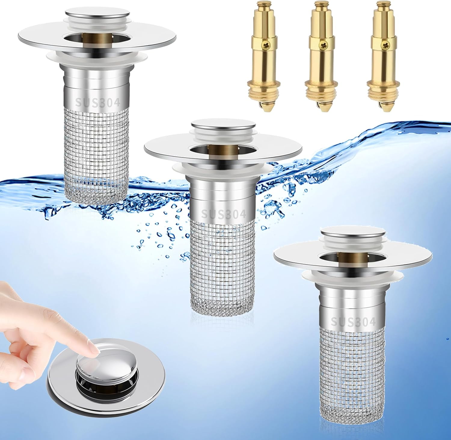 Timnamy Drain Filter，Bathroom Sink Stopper Strainer, Pop-Up Bathroom ...