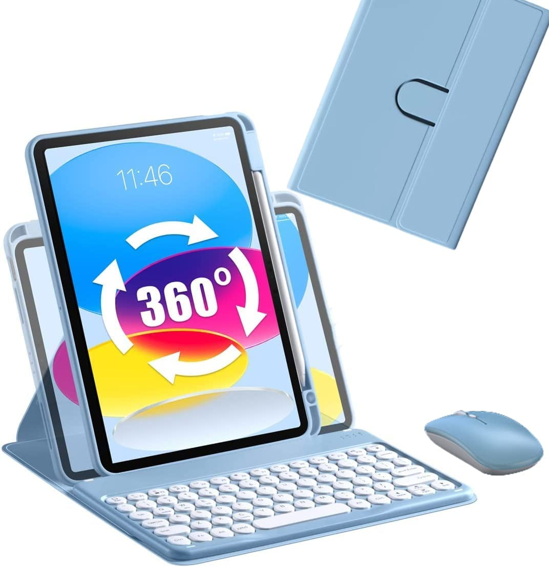 Timoom 360° Rotate iPad 9th/8th /7th Gen Case with Keyboard and Mouse ...