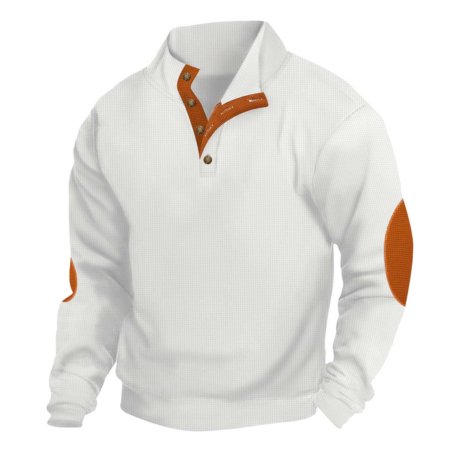 Timoontee Men's 1/4 Button Casual Sweater Loose Long Sleeve Stand Up ...