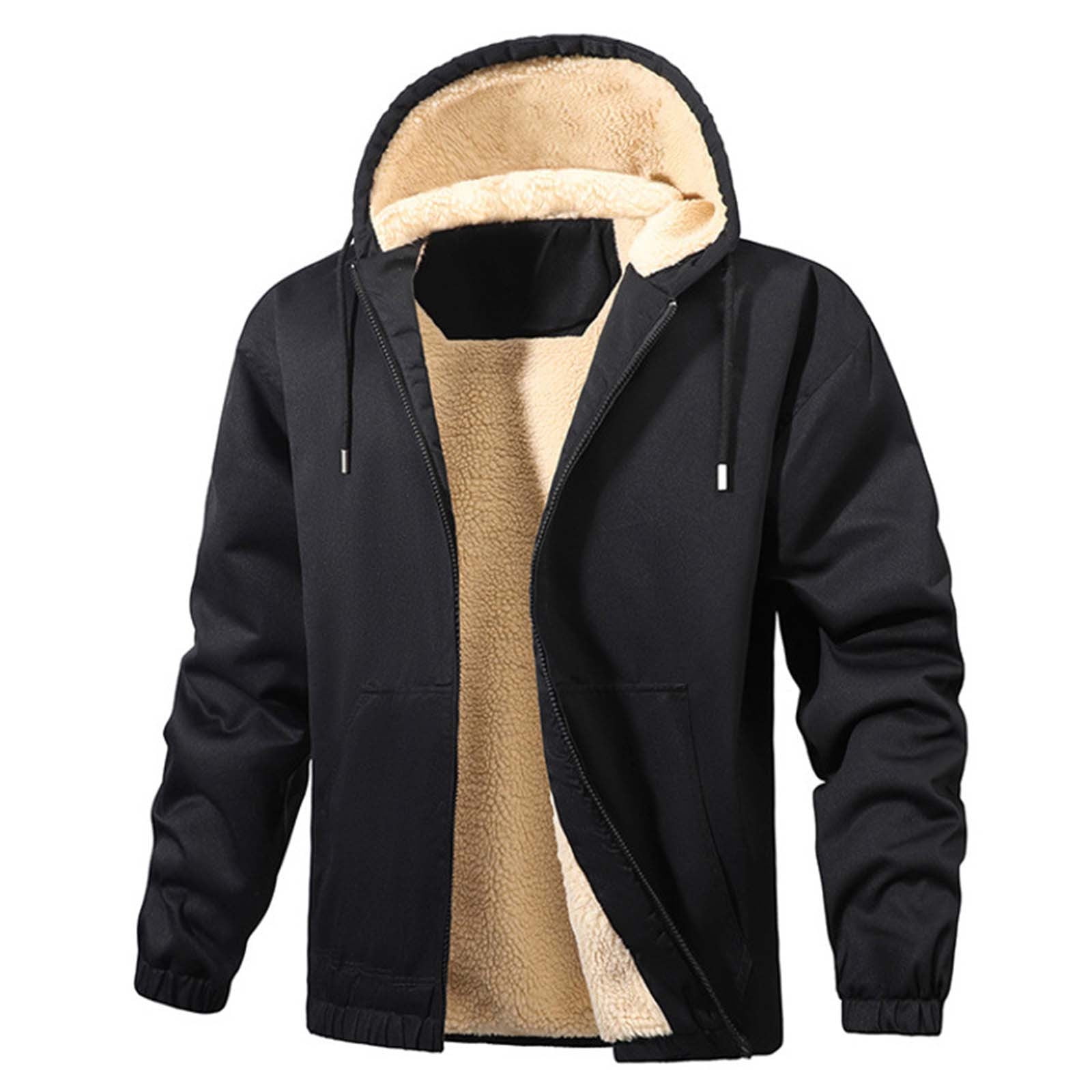 Timoontee Men's Cold Weather Coats Fall Winter Fleece Lined Thickened ...
