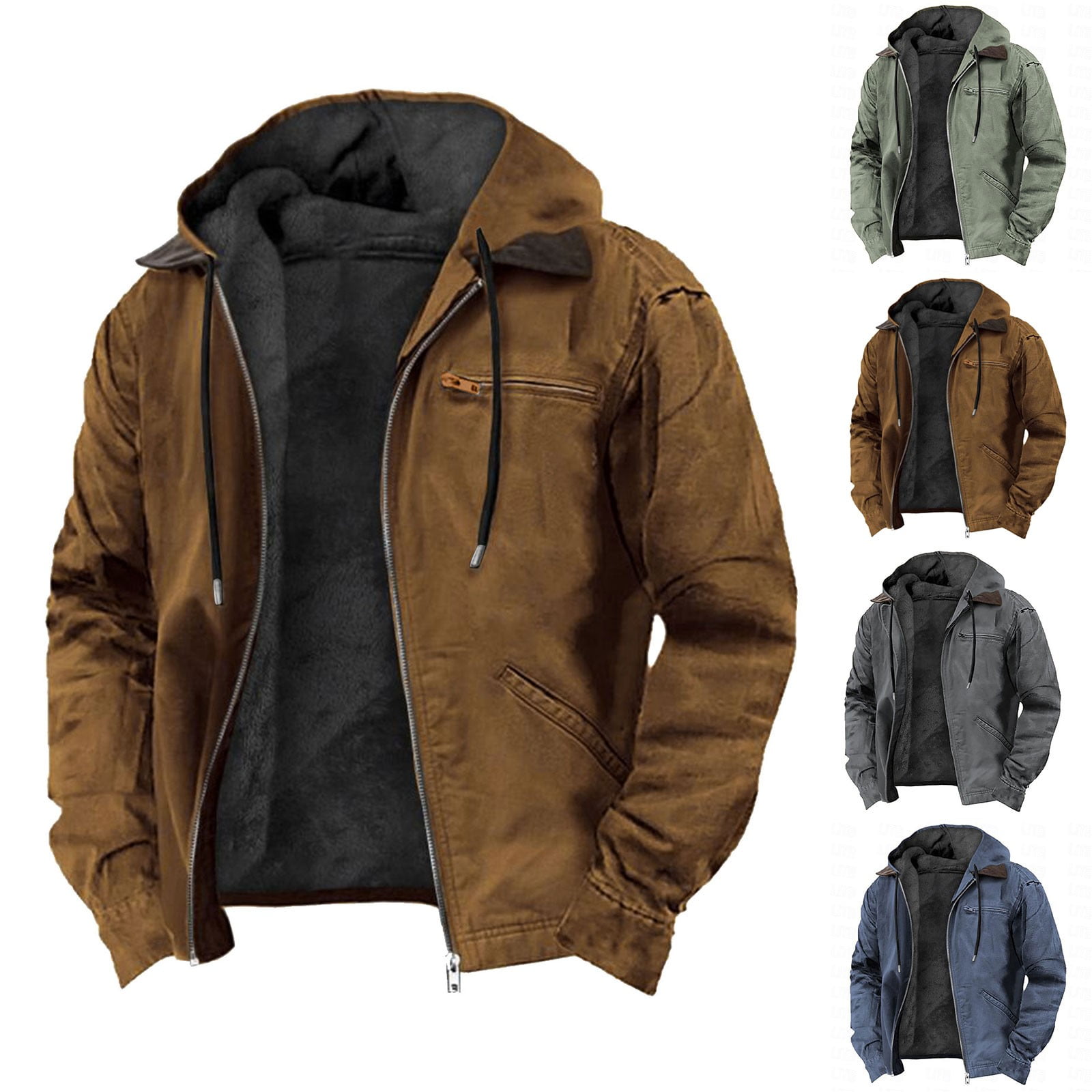 Timoontee Men's Sherpa Hoodies Outdoor Casual Comfy Hooded Coats Fleece ...