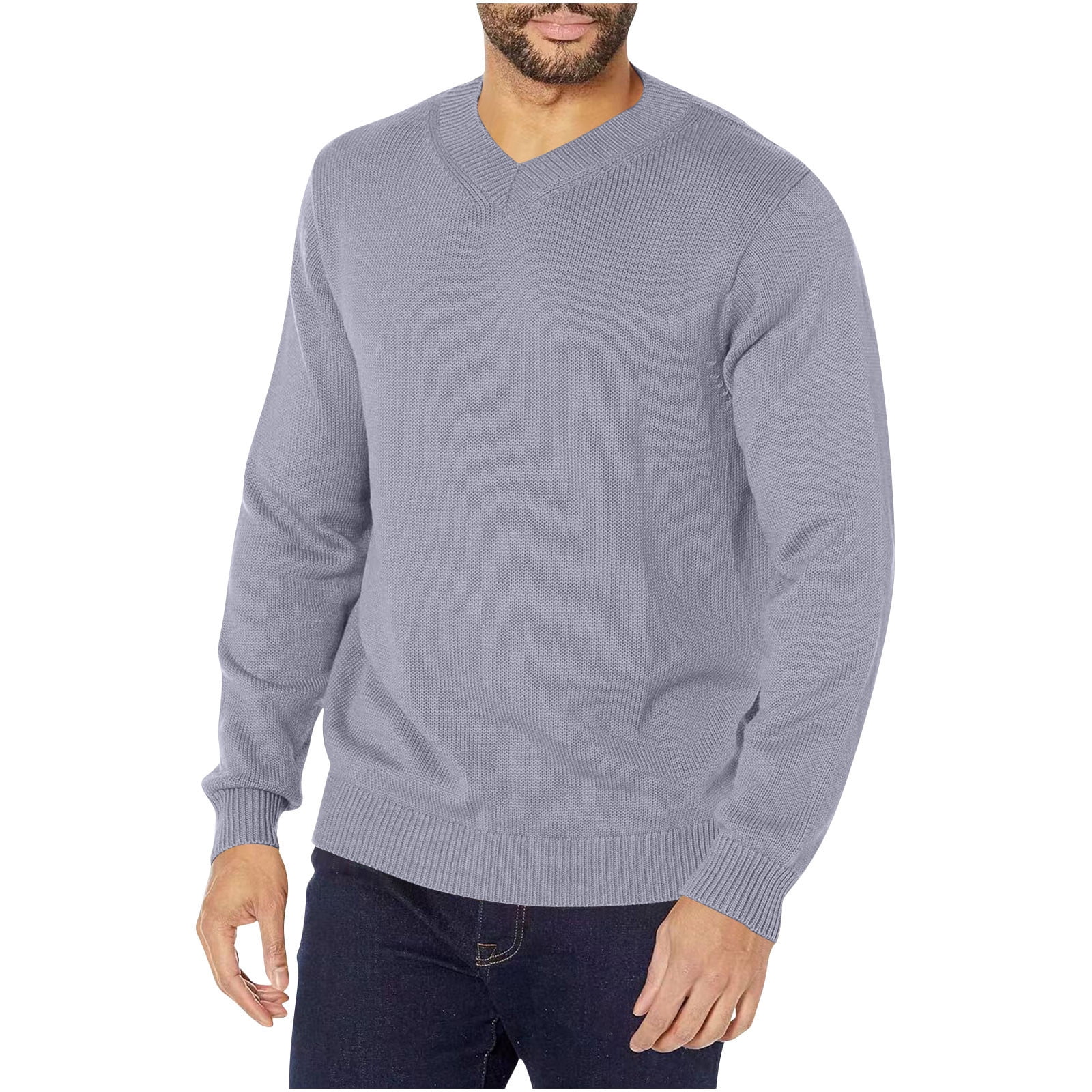 Timoontee Men's Long Sleeve Sweater Fall Winter Comfy Knit Sweaters ...