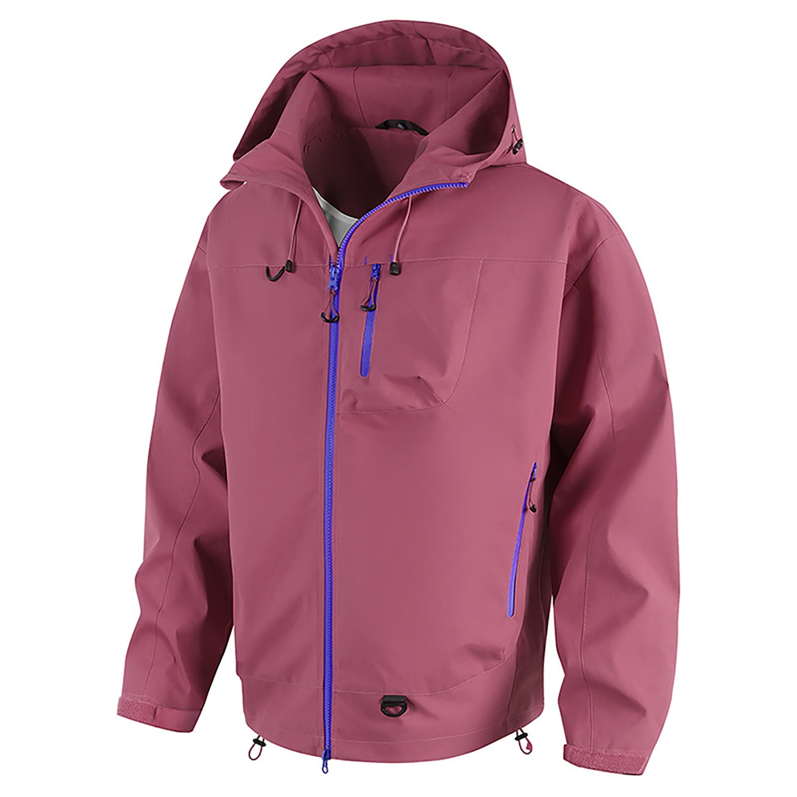 Timoontee Men's Rain Jacket Outdoor Casual Windbreaker Comfy Long Sleeve Full Zip Hooded Jacket ...