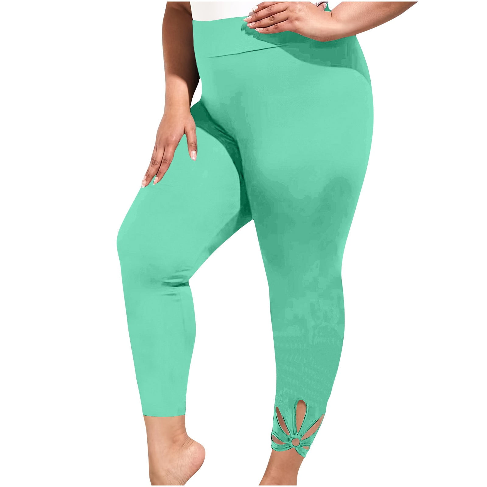 Timoontee Womens Plus Size High Waist Yoga Pants Hollow Out Leggings