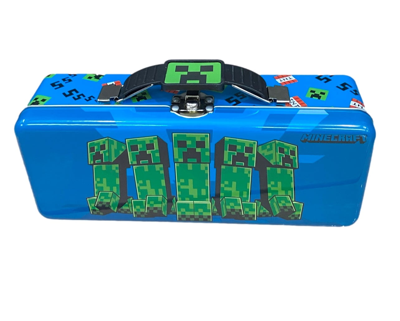 Tin Box Company Minecraft Tin Pencil Case with Plastic Handle, Blue ...