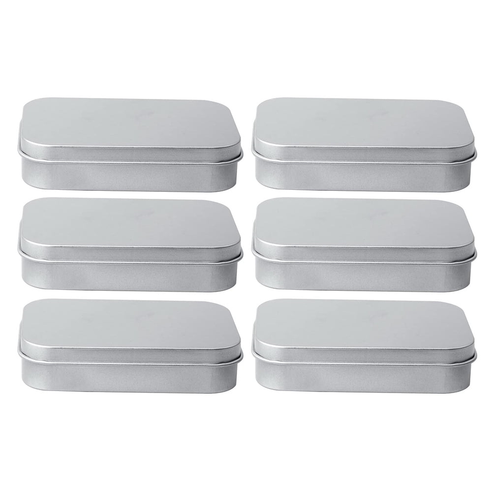 Tin Box with Lid Empty Sundries Organizer Storage Boxes Lids Rectangular Container Bead Cover ...