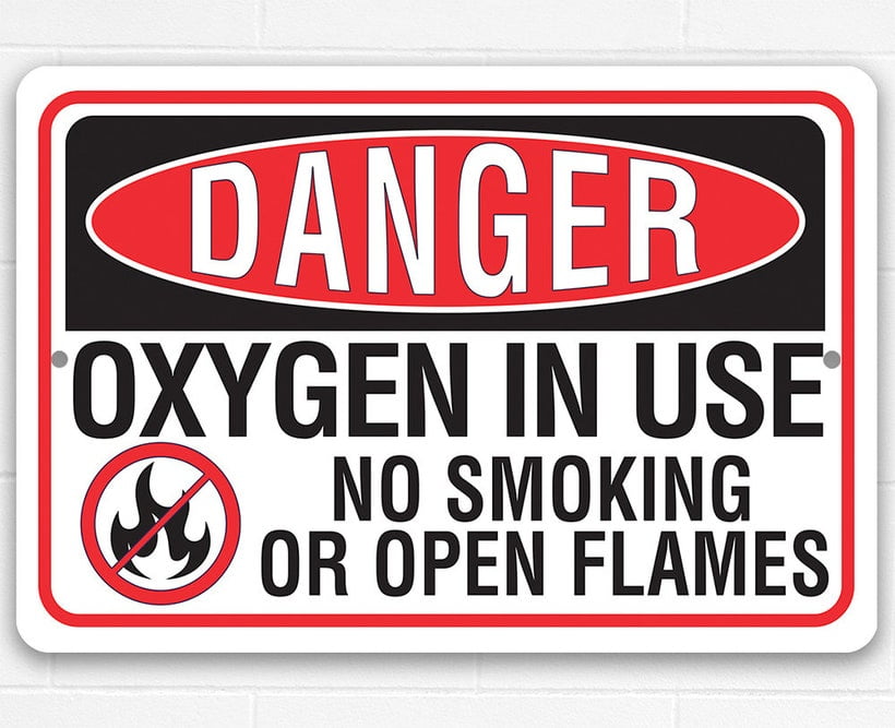 Tin - Danger Oxygen in Use No Smoking or Open Flames - Metal Sign ...